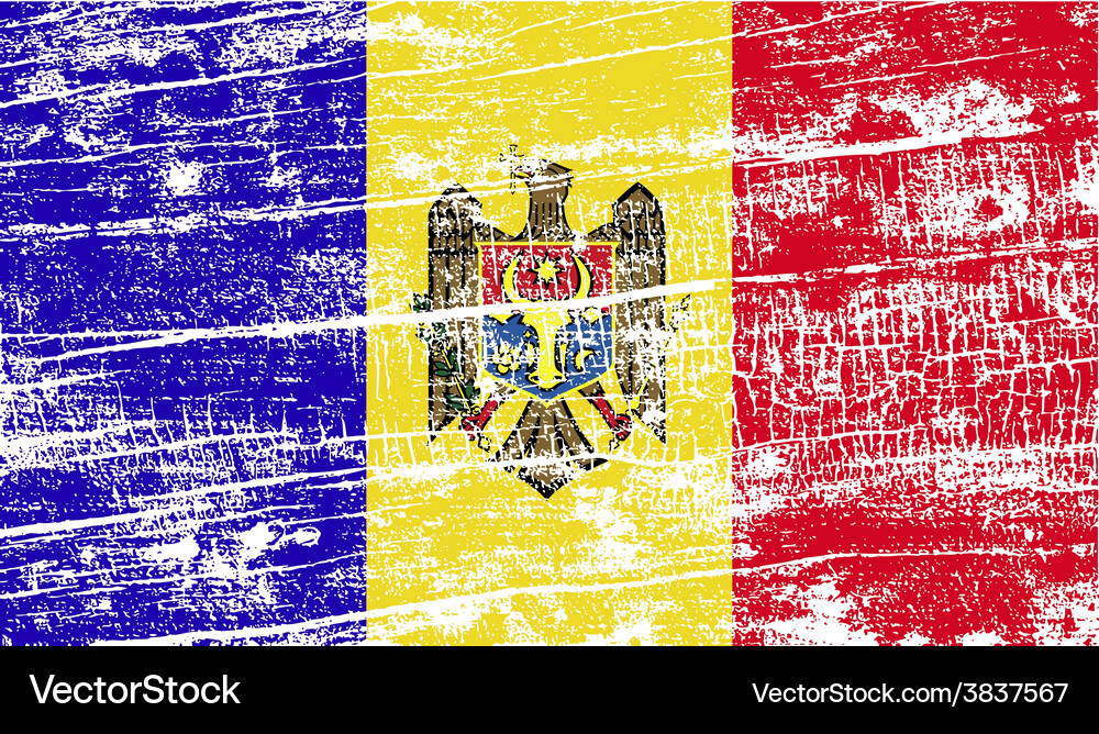 Flag of Moldova with old texture Royalty Free Vector Image