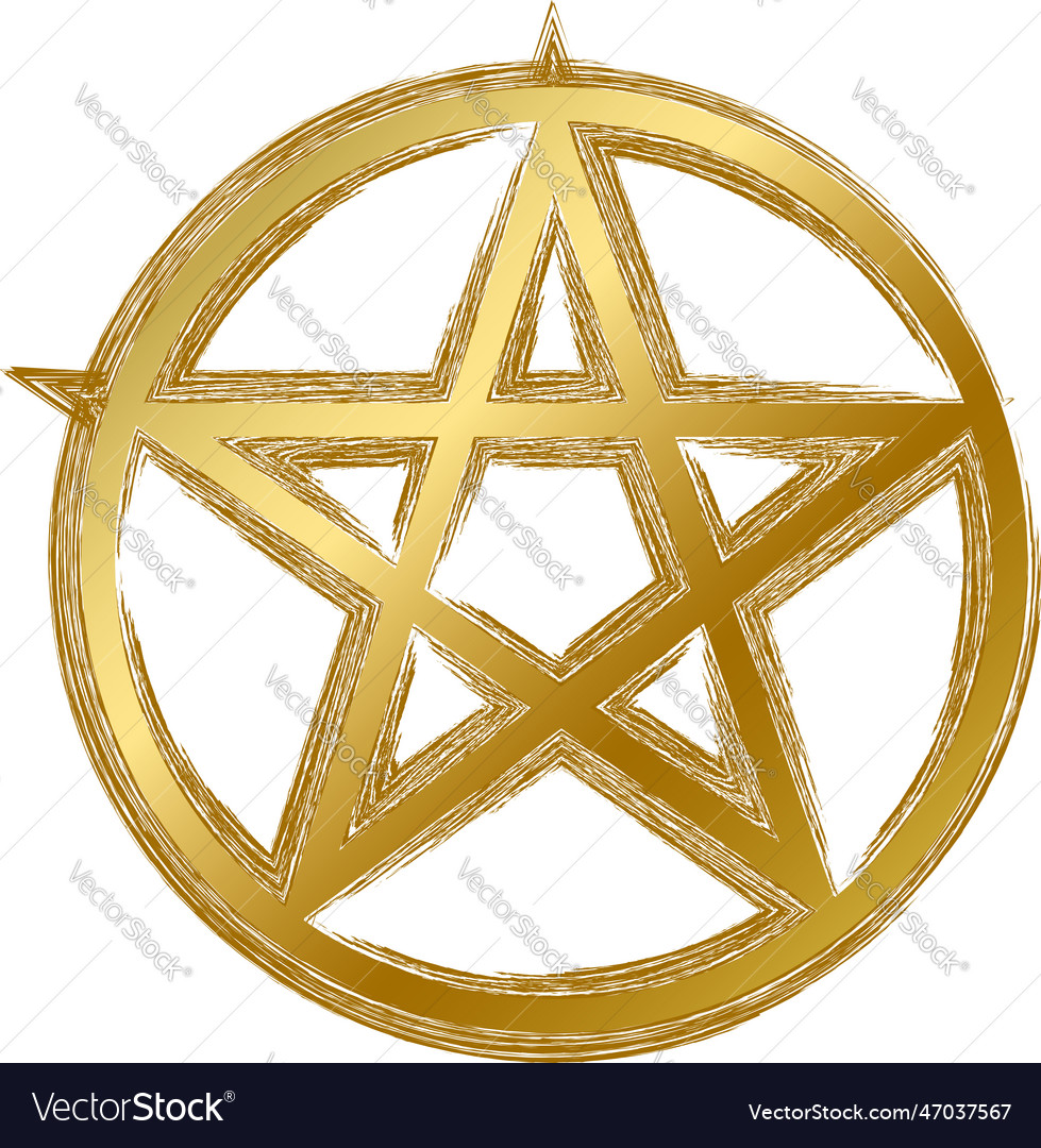 Grunge gold religion wicca star mystical symbol Vector Image