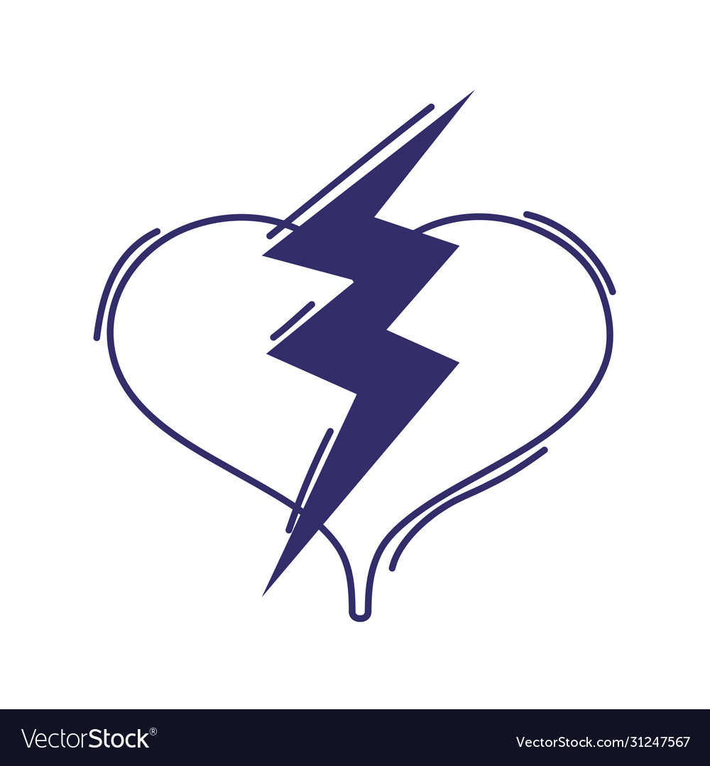 Heart Love Power Thunderbolt Design Isolated Icon Vector Image