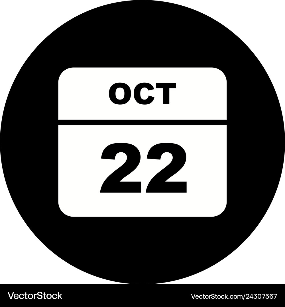 October 22nd date on a single day calendar Vector Image