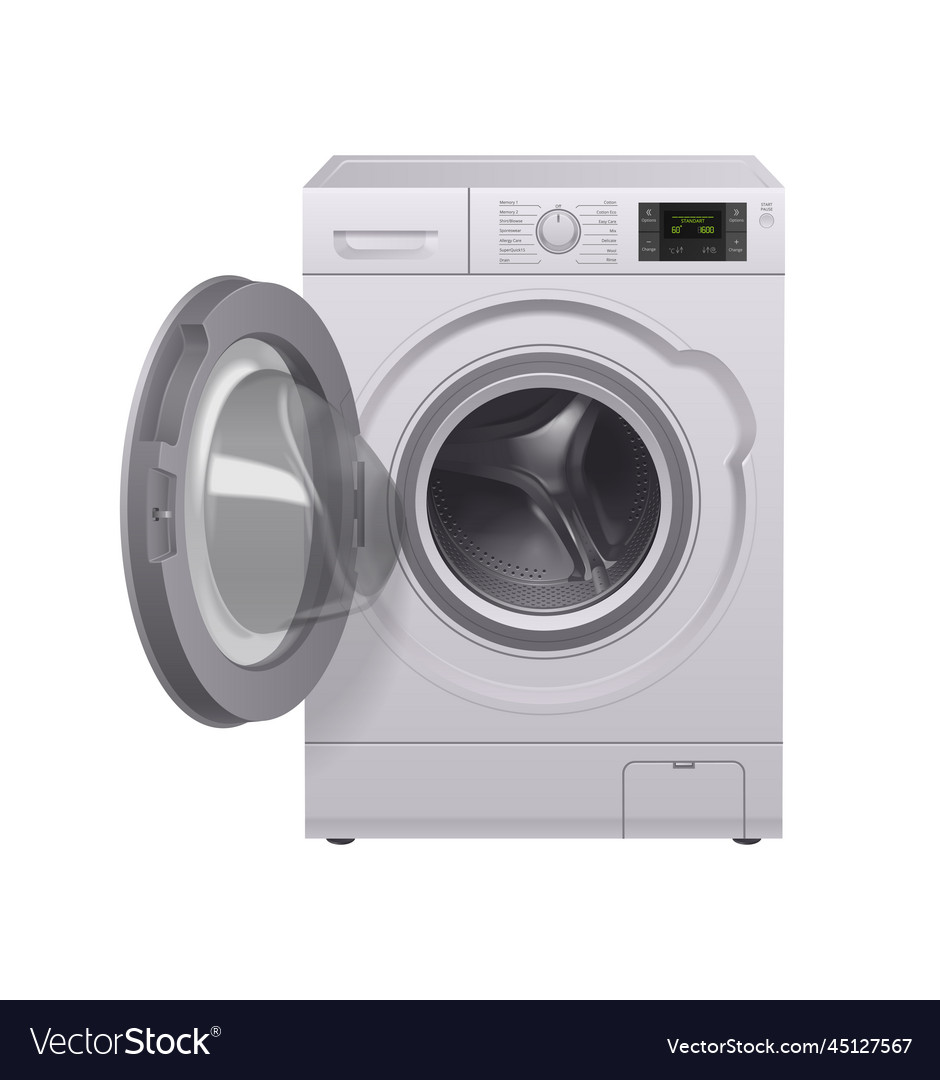 Open washing machine composition Royalty Free Vector Image