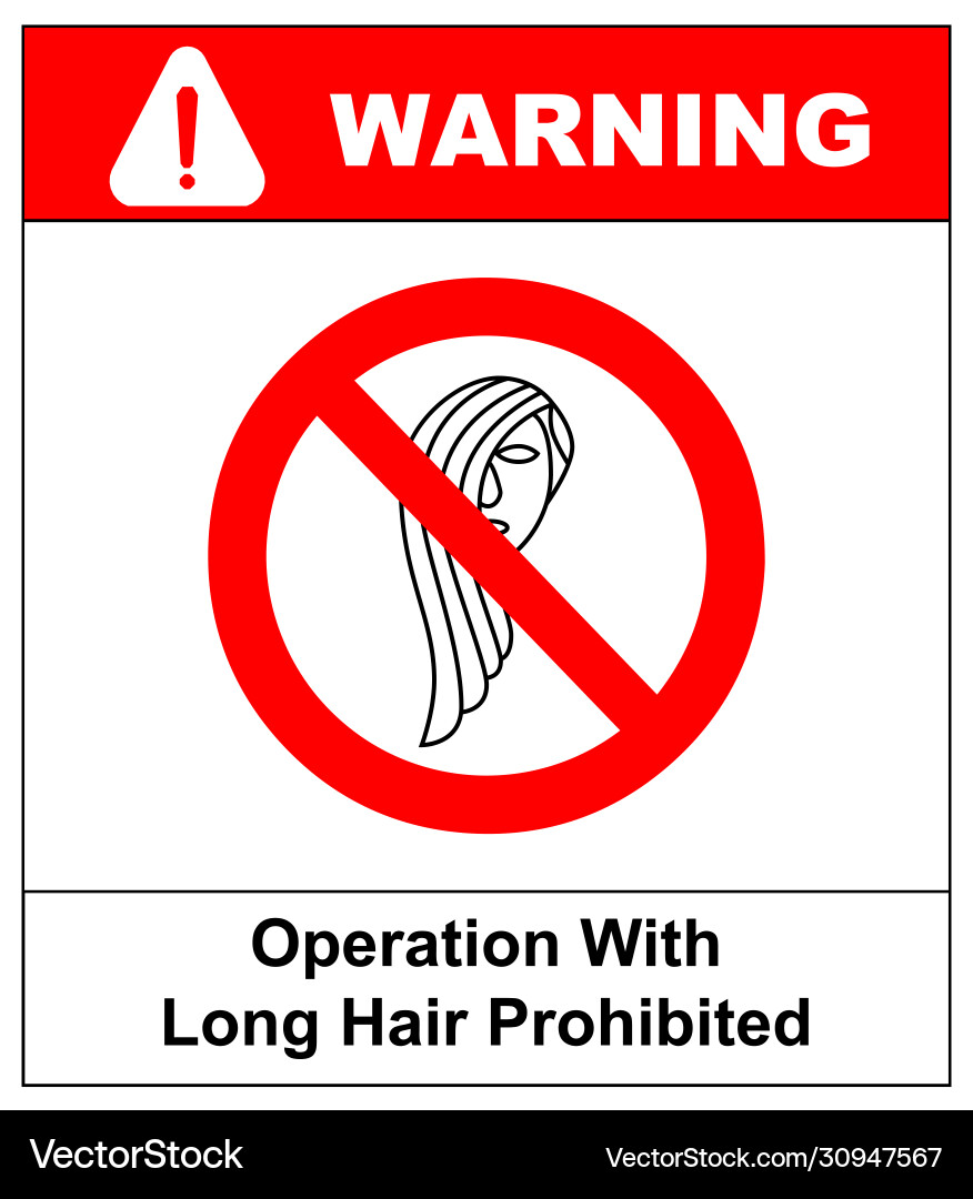 Operation with long hair prohibited sign Vector Image