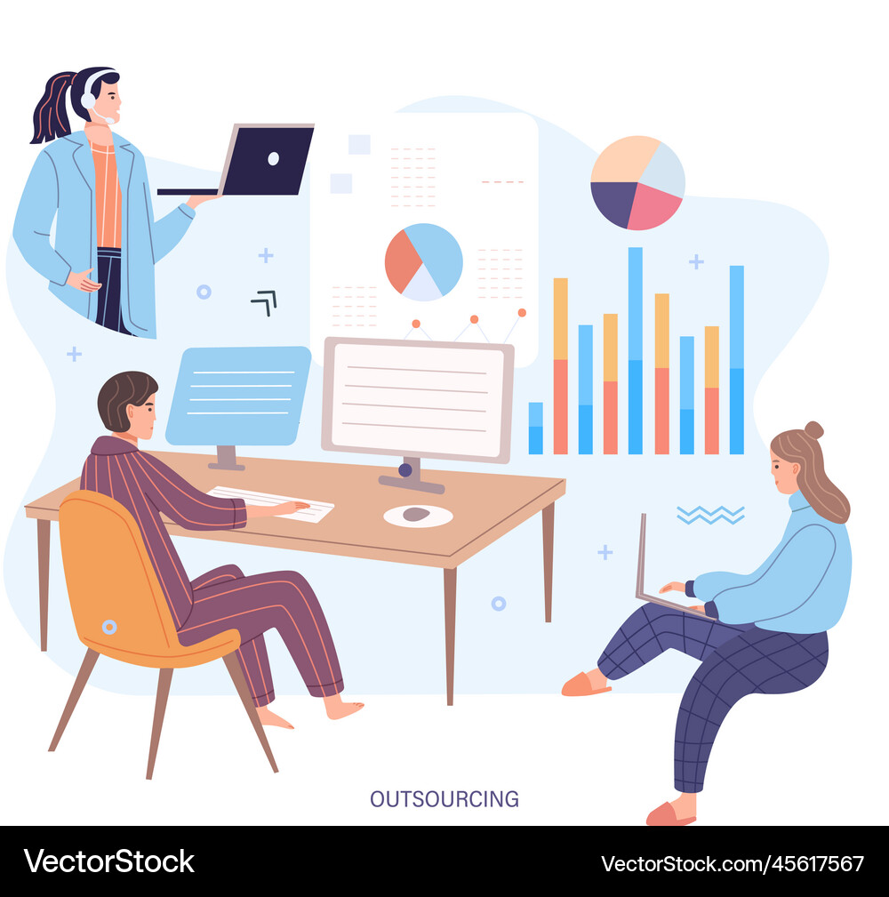 Outsourcing business concept freelance outsourced Vector Image