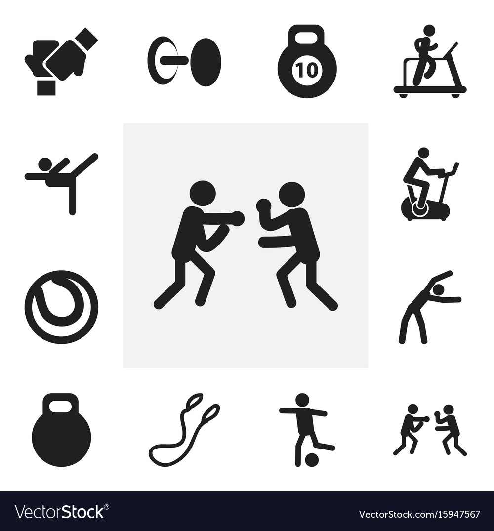 Set of 12 editable exercise icons includes Vector Image