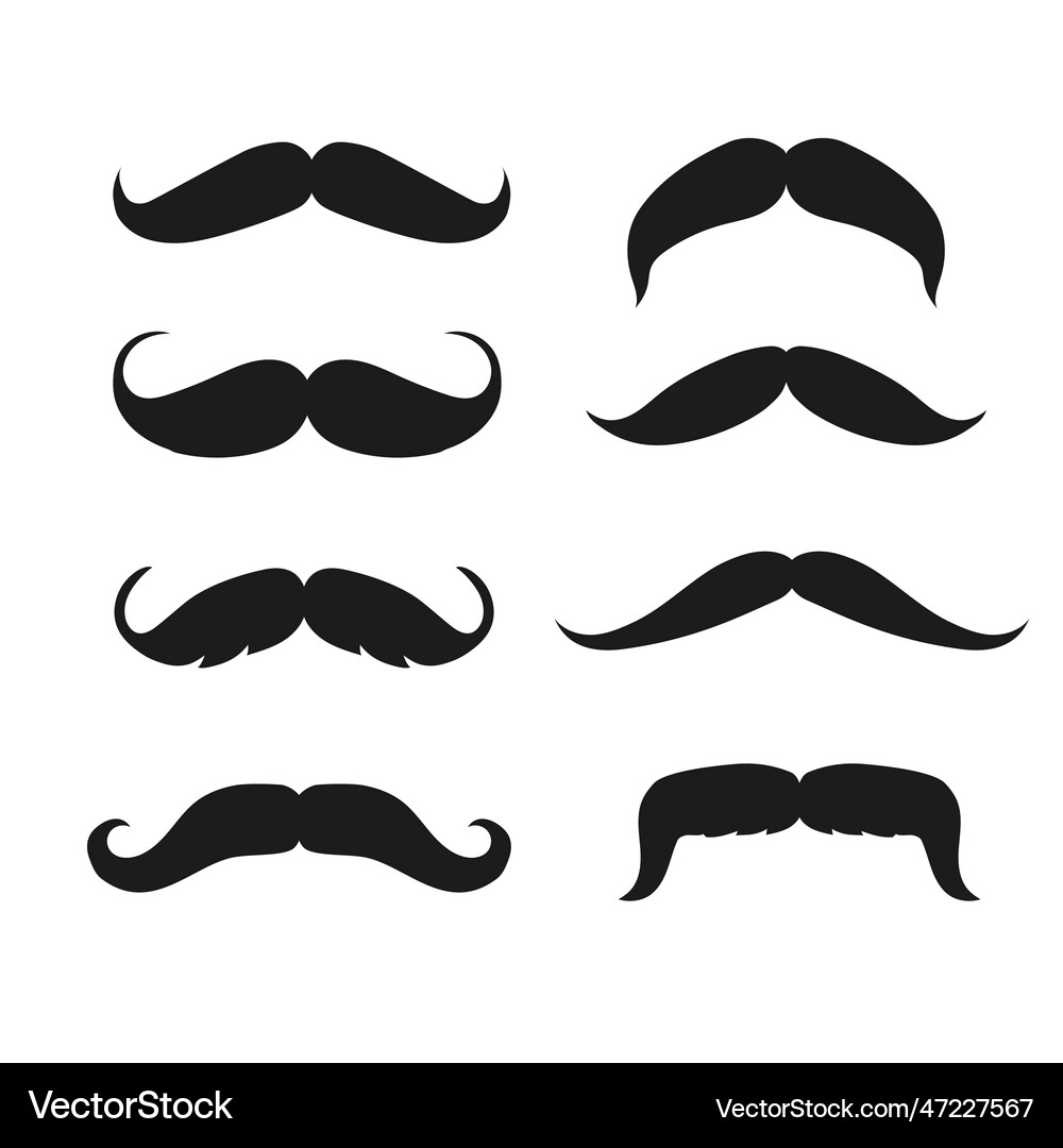 Set of various flat mustache Royalty Free Vector Image