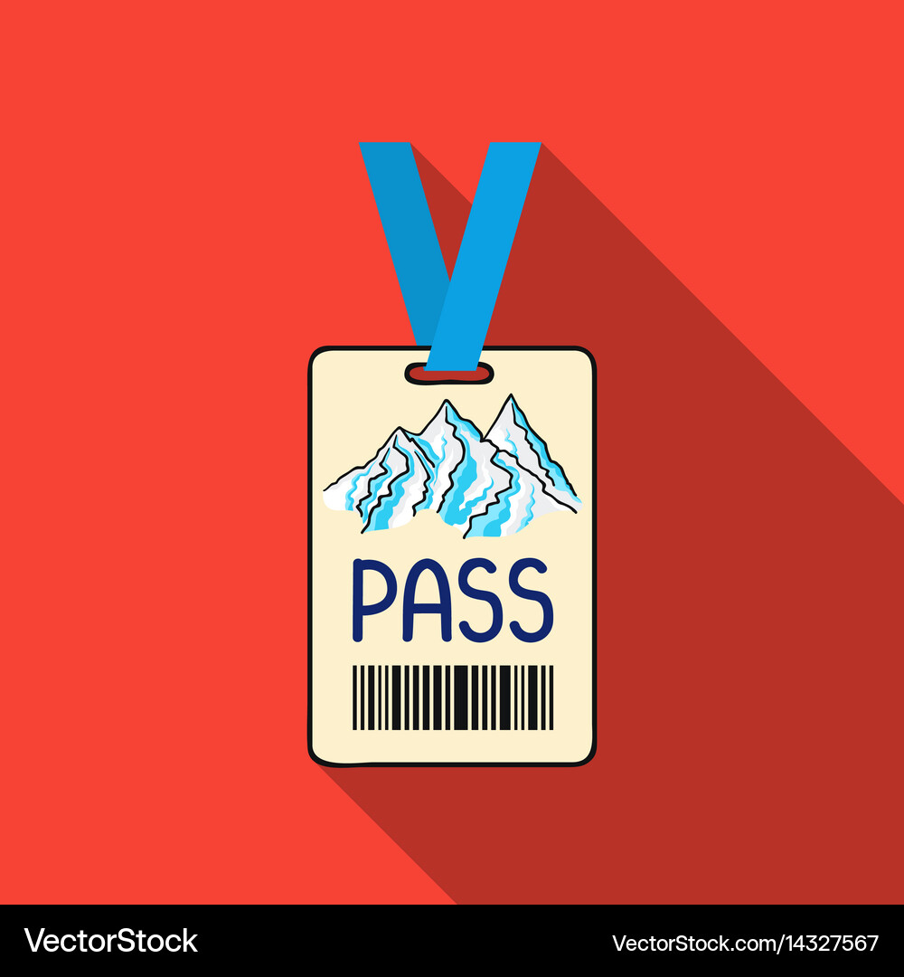 Ski pass icon in flate style isolated on white Vector Image