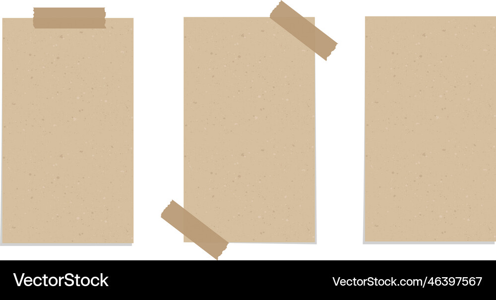 Taped vintage brown torn paper template set Vector Image