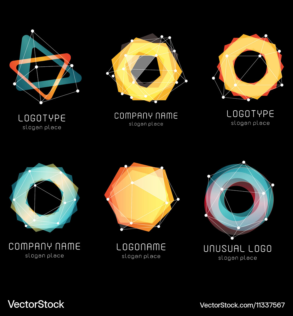 Unusual abstract geometric shapes logo set Vector Image