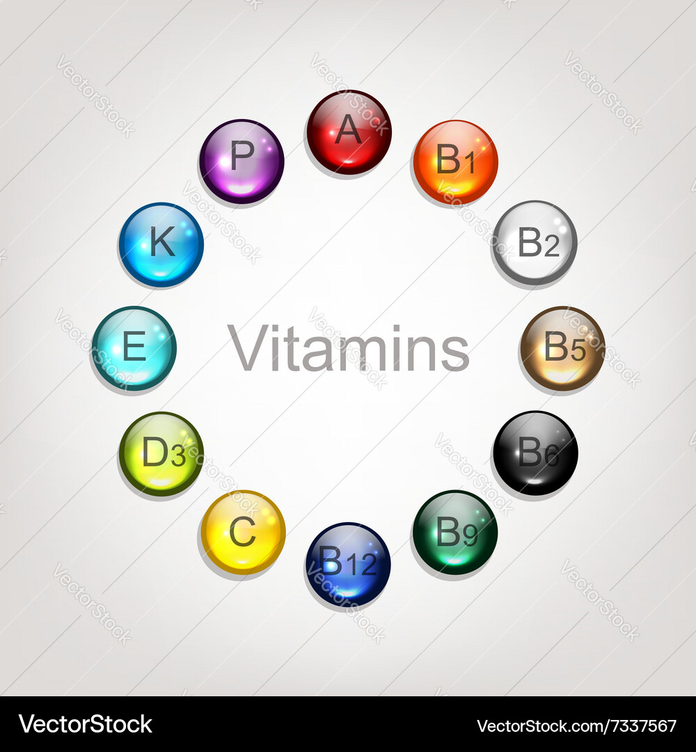 Vitamins collection for your design Royalty Free Vector