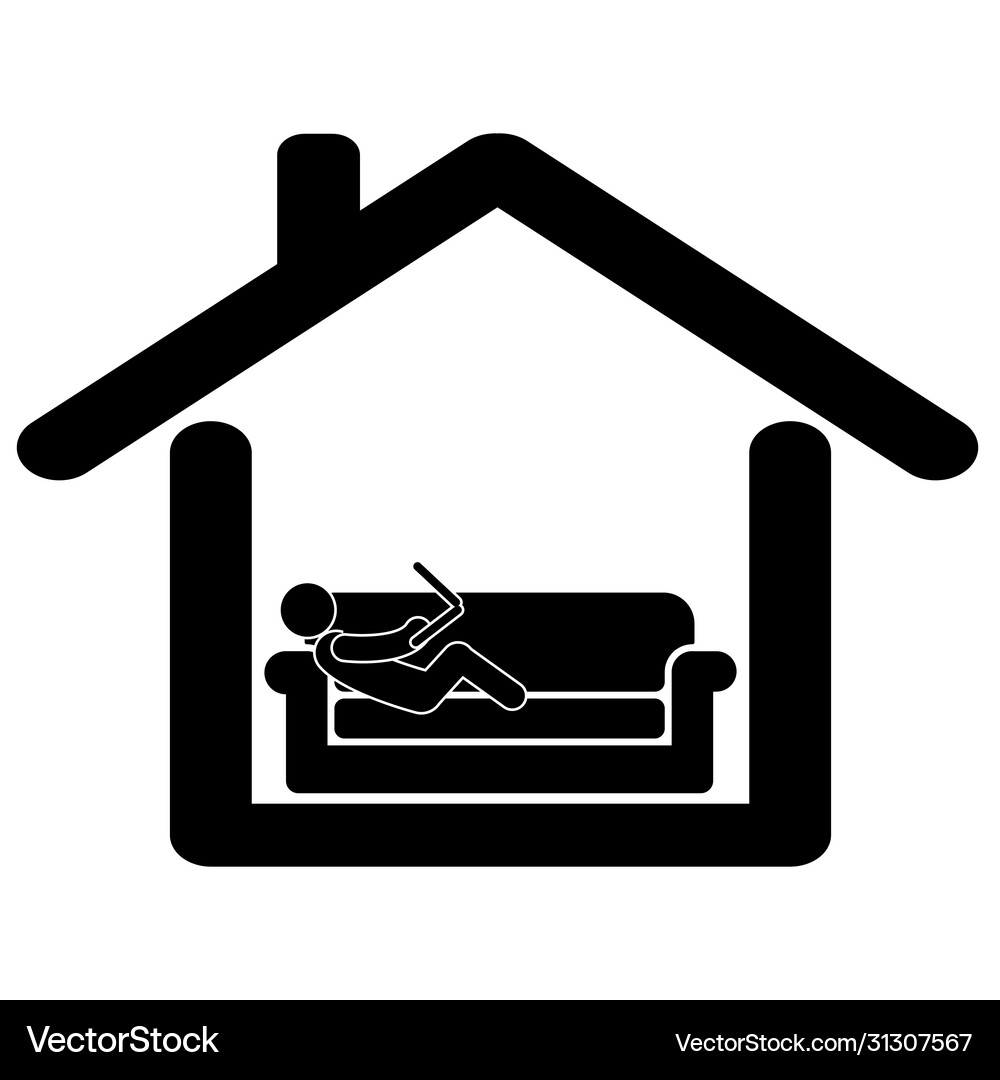 Work from home pictograph depicting man working Vector Image