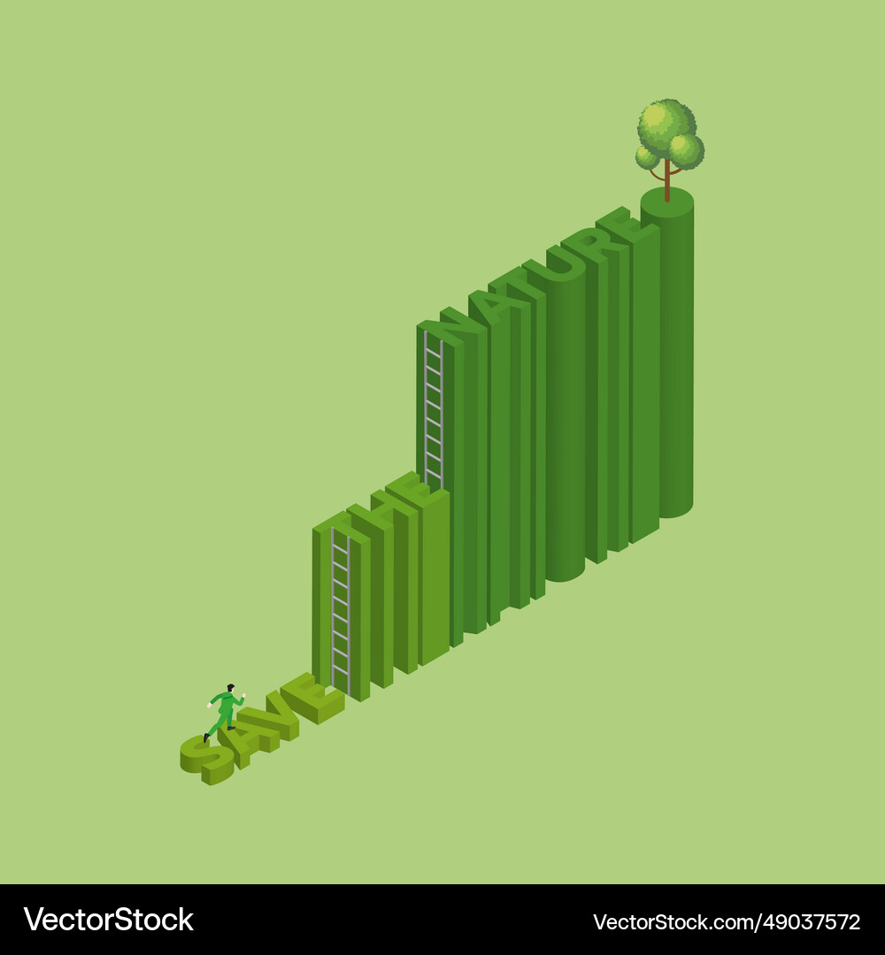 A man run aim to target on text save and climb up Vector Image