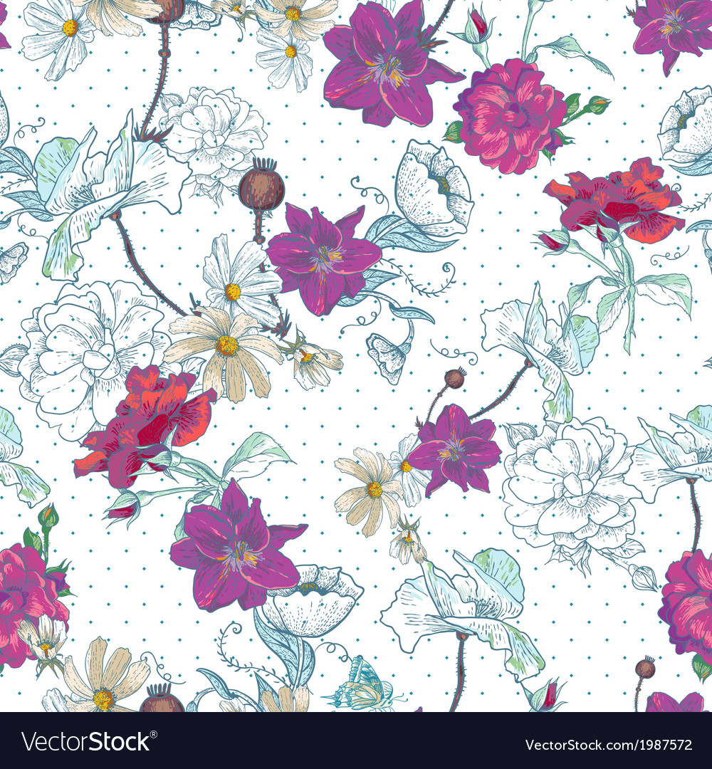 Beautiful Seamless Vintage Floral Background Vector Image