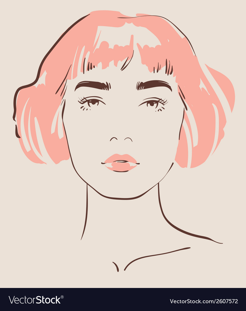 Beautiful Woman Face Hand Drawn Royalty Free Vector Image