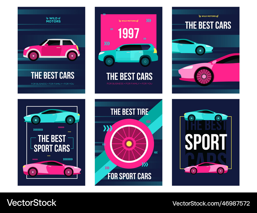 Best cars flyers set Royalty Free Vector Image