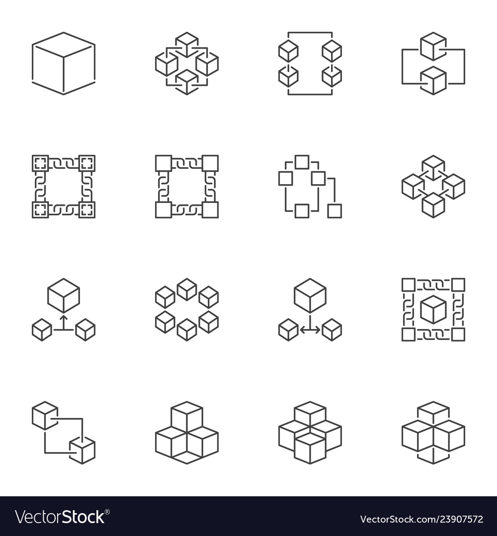 Blockchain icons or logo elements Royalty Free Vector Image