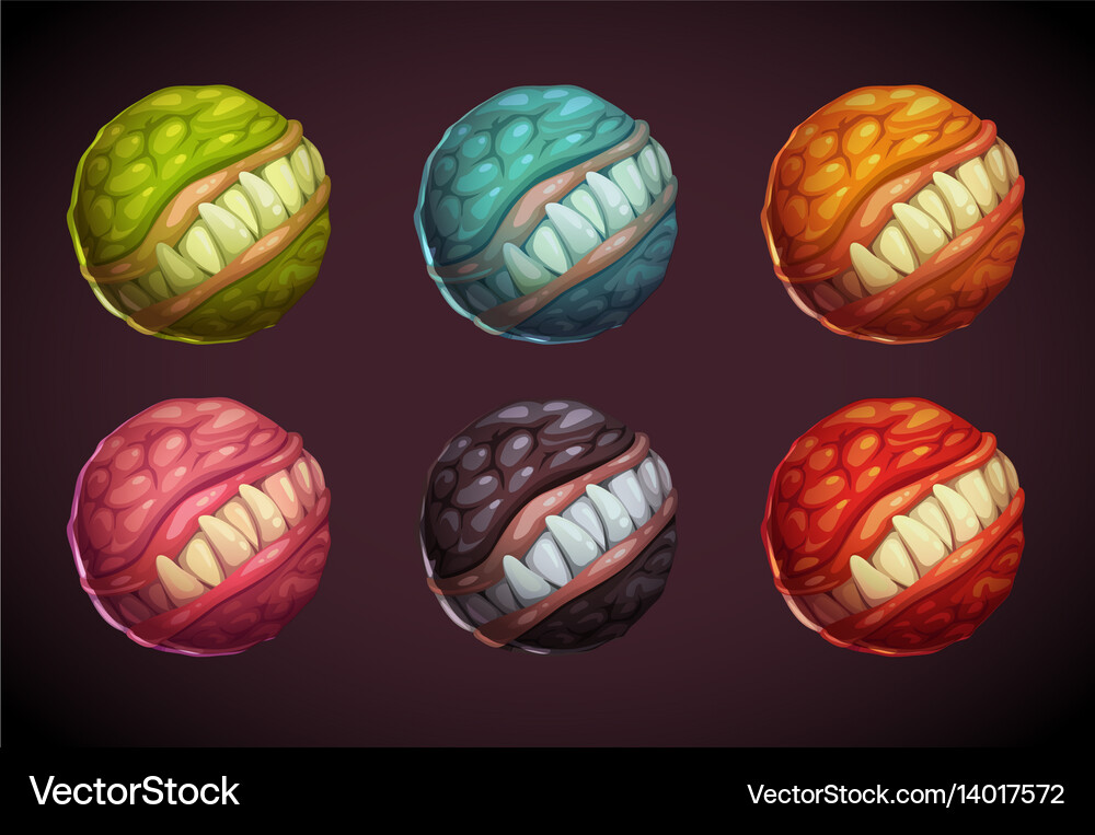 Cartoon colorful monster planet set Royalty Free Vector