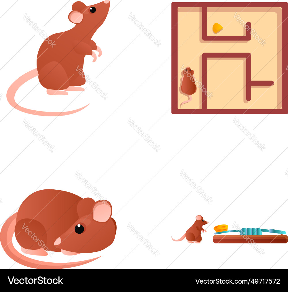Cartoon mice icons set cute mouse Royalty Free Vector Image