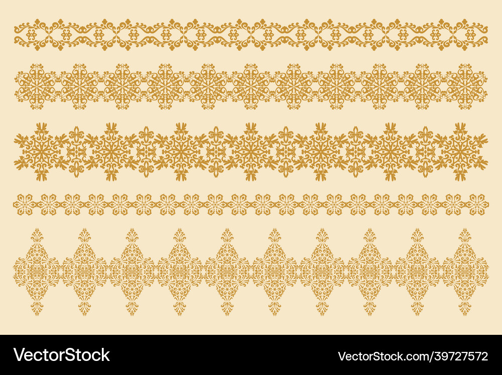 Collection of five horizontal decorative ornaments