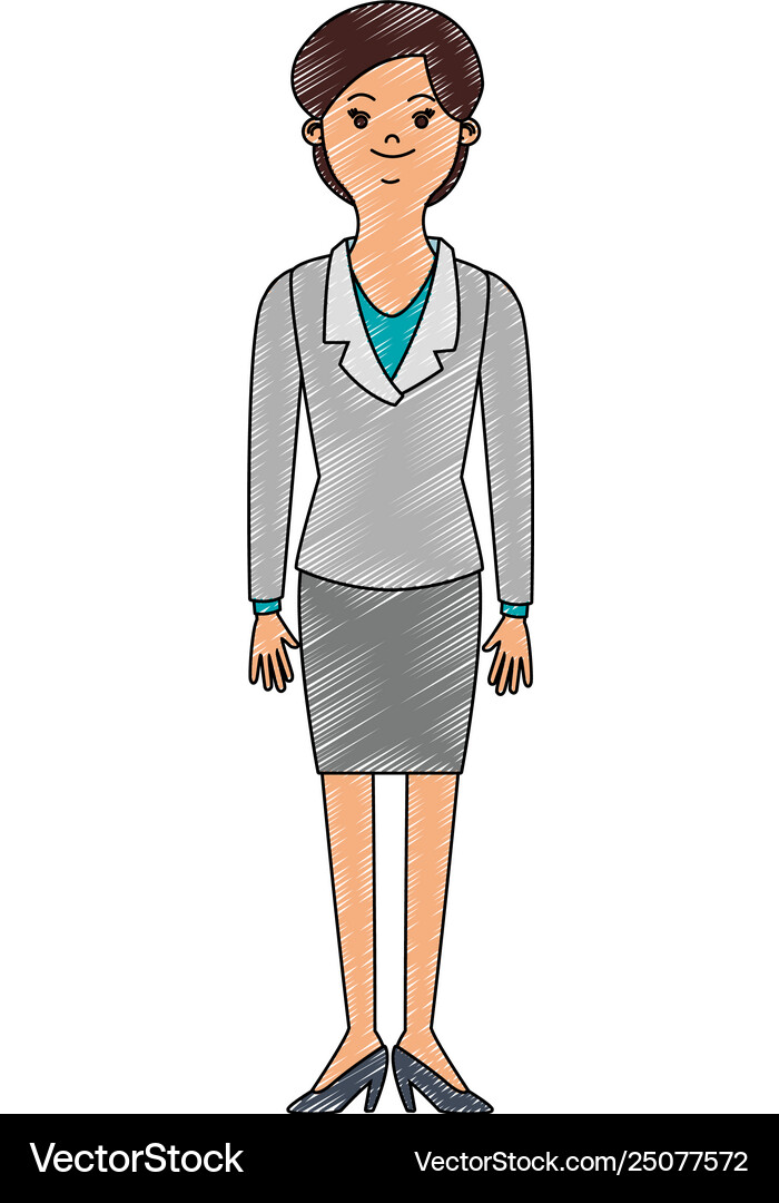 Executive business woman cartoon scribble Vector Image