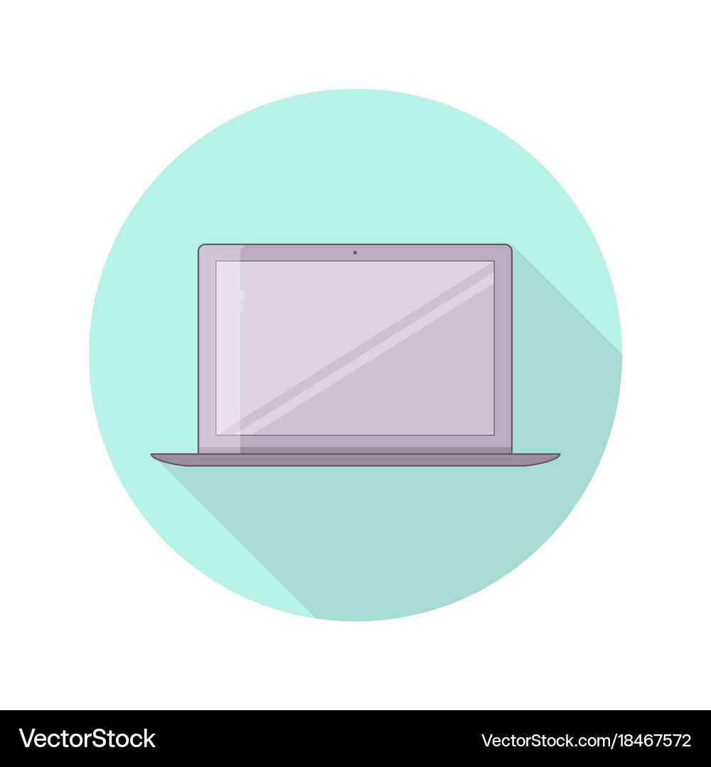 Flat laptop color round icon in style Royalty Free Vector