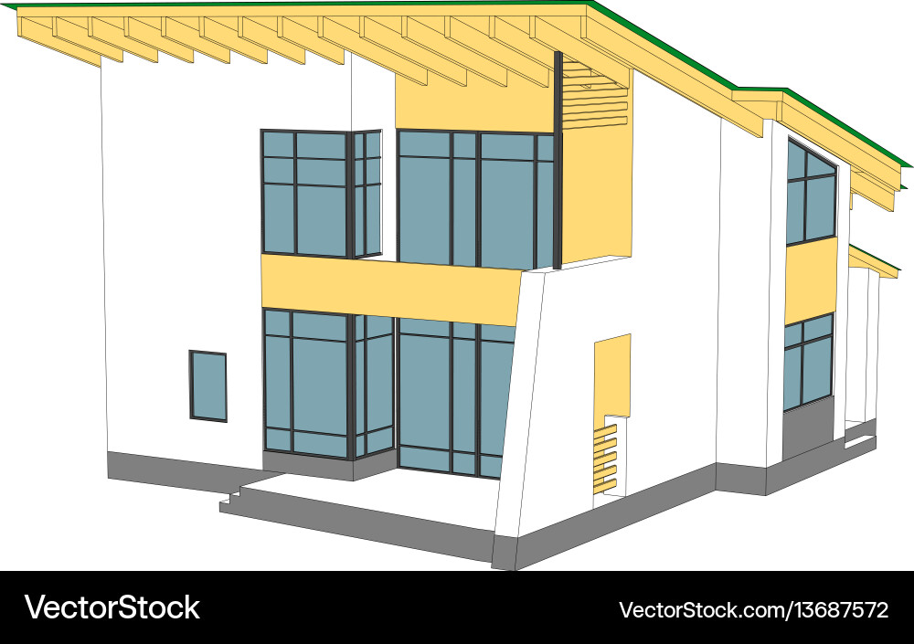 House with green roof Royalty Free Vector Image