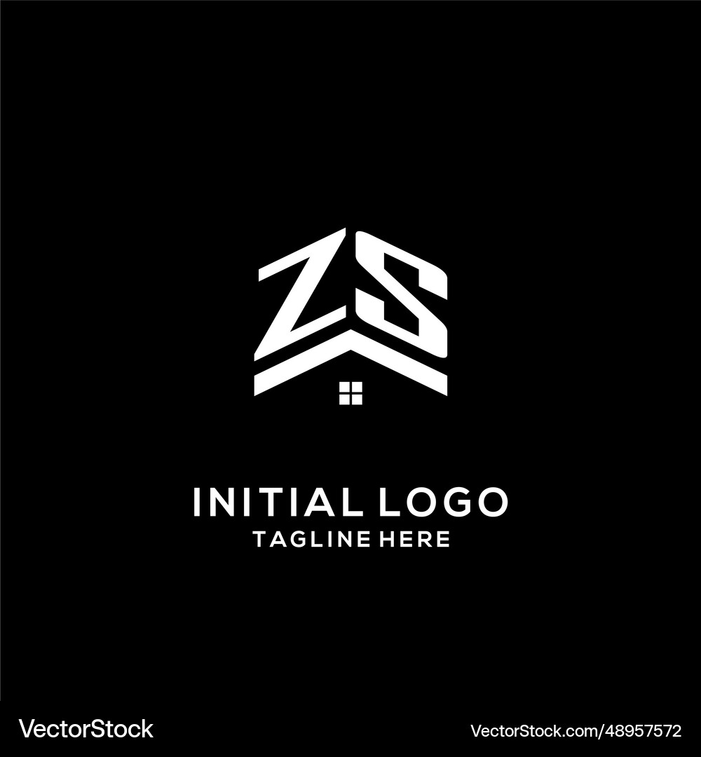 Initial zs logo with abstract home roof simple Vector Image