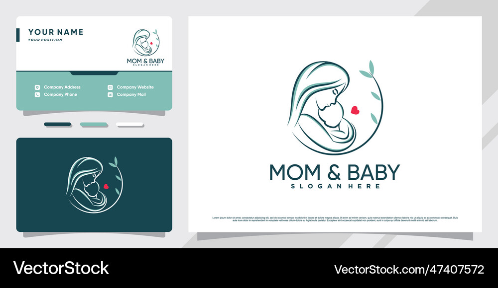 Mom and baby logo with creative element Royalty Free Vector