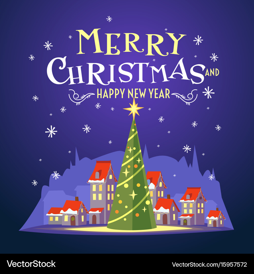 Postcard merry christmas with a beautiful Vector Image