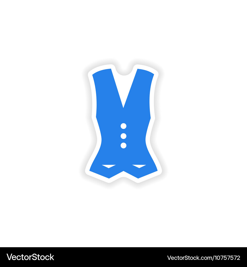 Stylish paper sticker on white background vest Vector Image