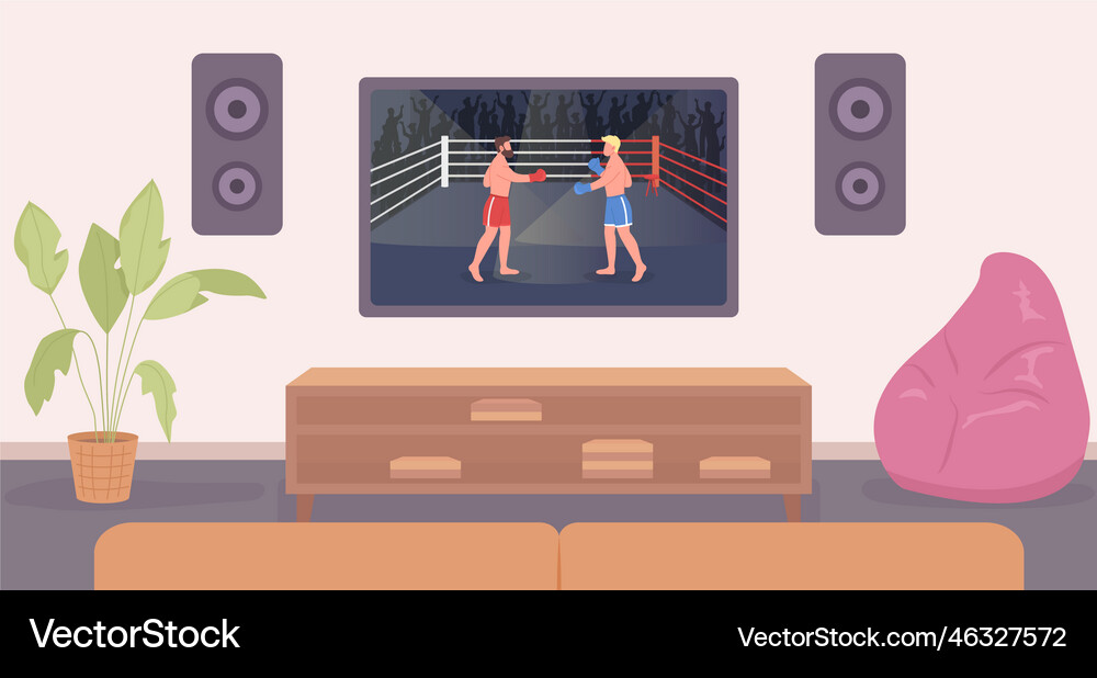 Two-player fighting game on tv screen flat color Vector Image