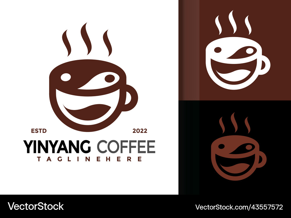 Yinyang coffee logo design brand identity logos Vector Image