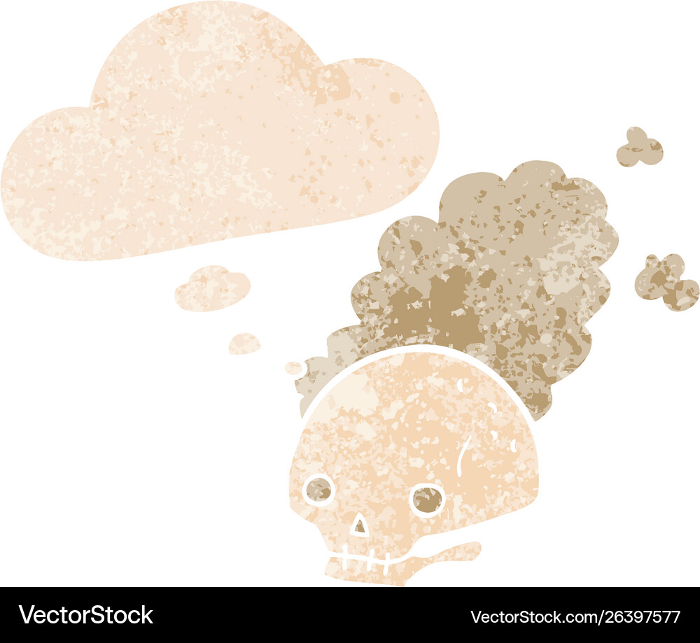 Cartoon dusty old skull and thought bubble Vector Image
