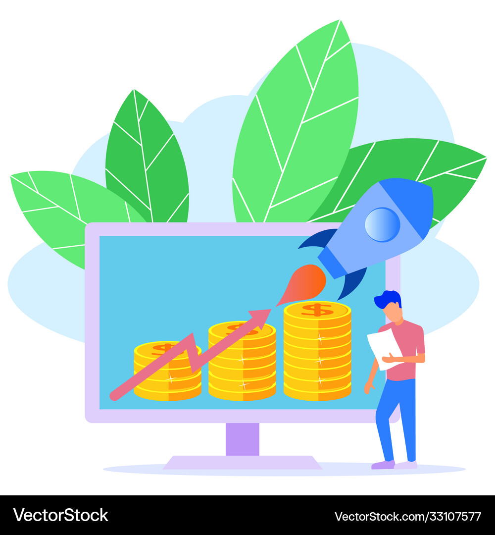 Graphic cartoon character business growth Vector Image