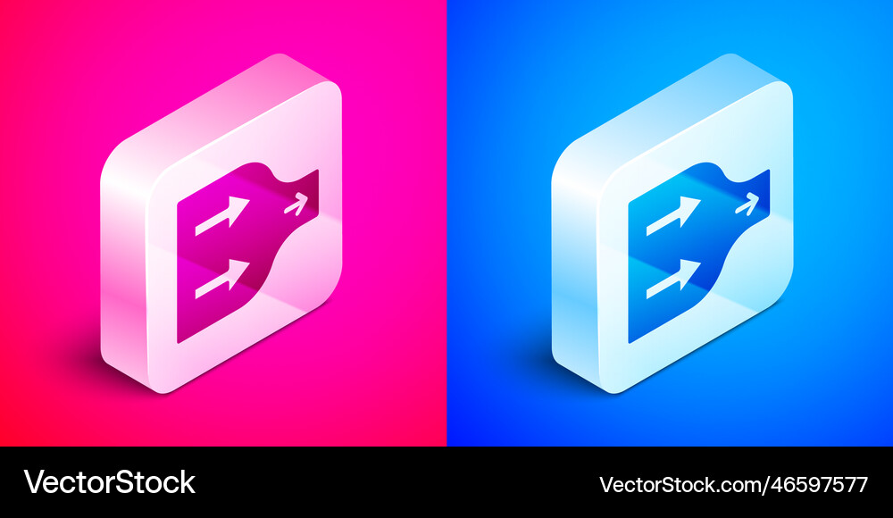 Isometric arrow icon isolated on pink and blue Vector Image