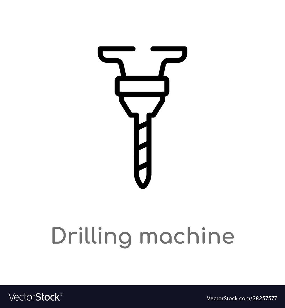 Outline drilling machine icon isolated black Vector Image