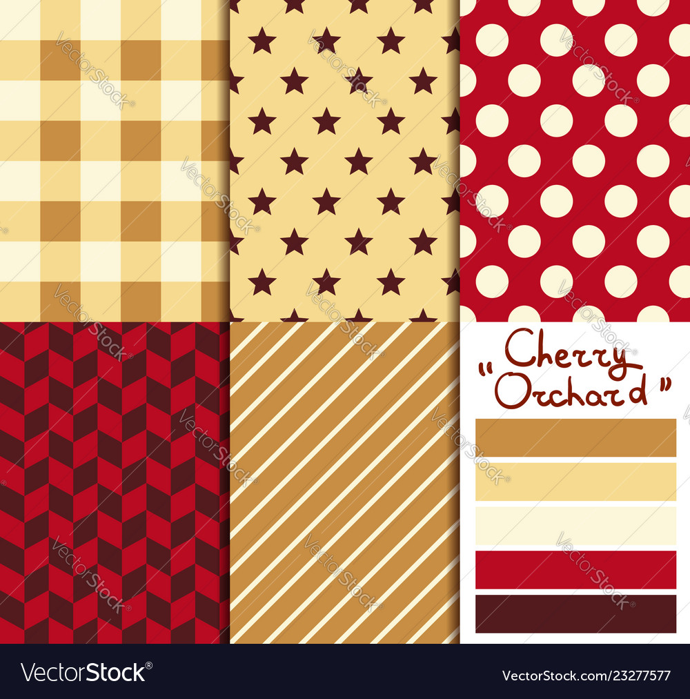 Set 5 simple seamless geometric patterns Vector Image