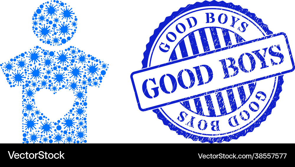 Textured good boys stamp and bacterium lover boy Vector Image