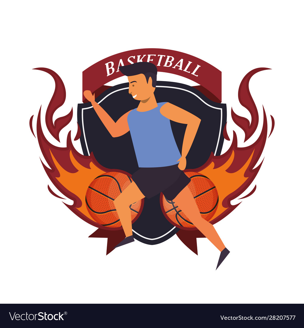 Young man athlete playing basketball with balloon Vector Image