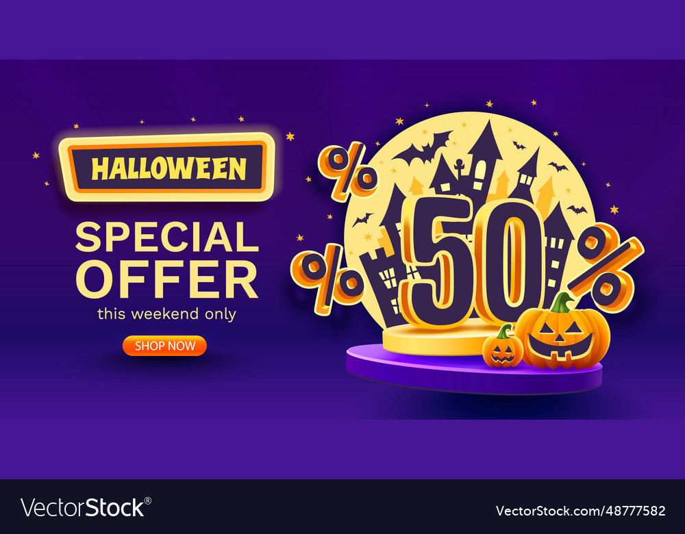 50 percents off halloween sale banner template Vector Image