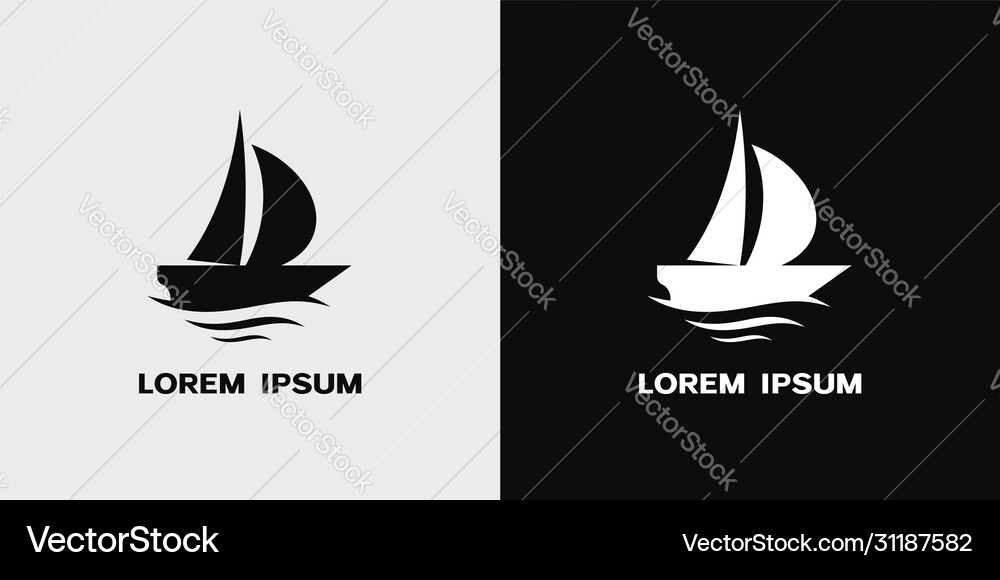 Black and white sailboat icon Royalty Free Vector Image
