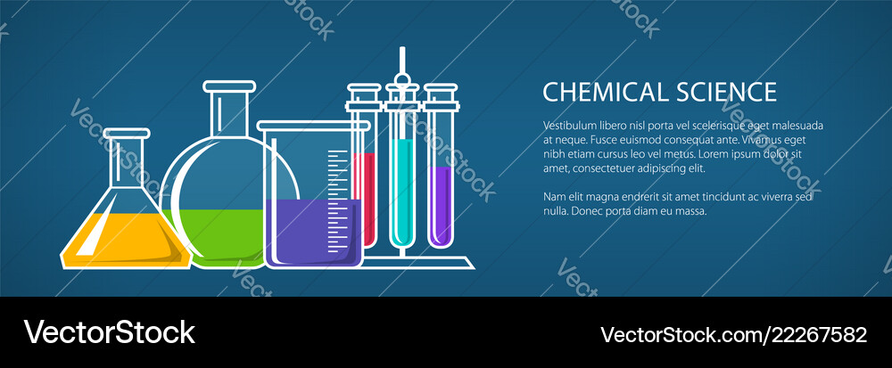 Chemical laboratory equipment banner Royalty Free Vector