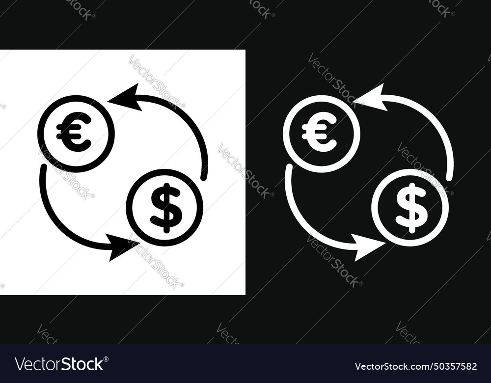 Currency exchange icon set money euro swap symbol Vector Image