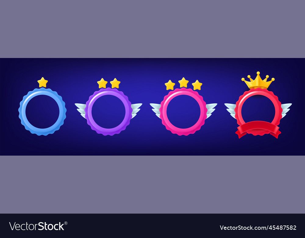 Different rank emblems with empty circle frames Vector Image