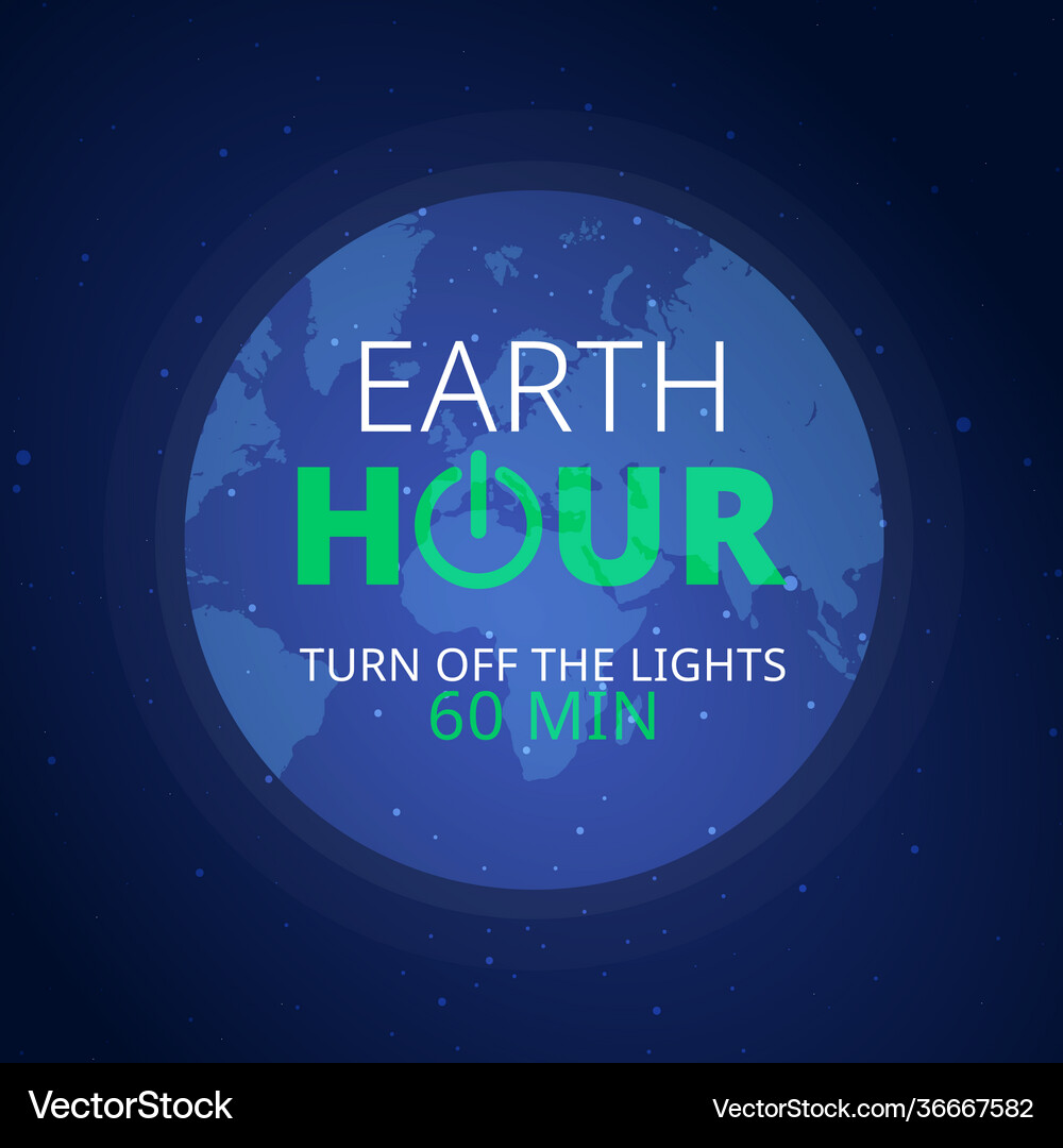 Earth hour with planet and turn off Royalty Free Vector