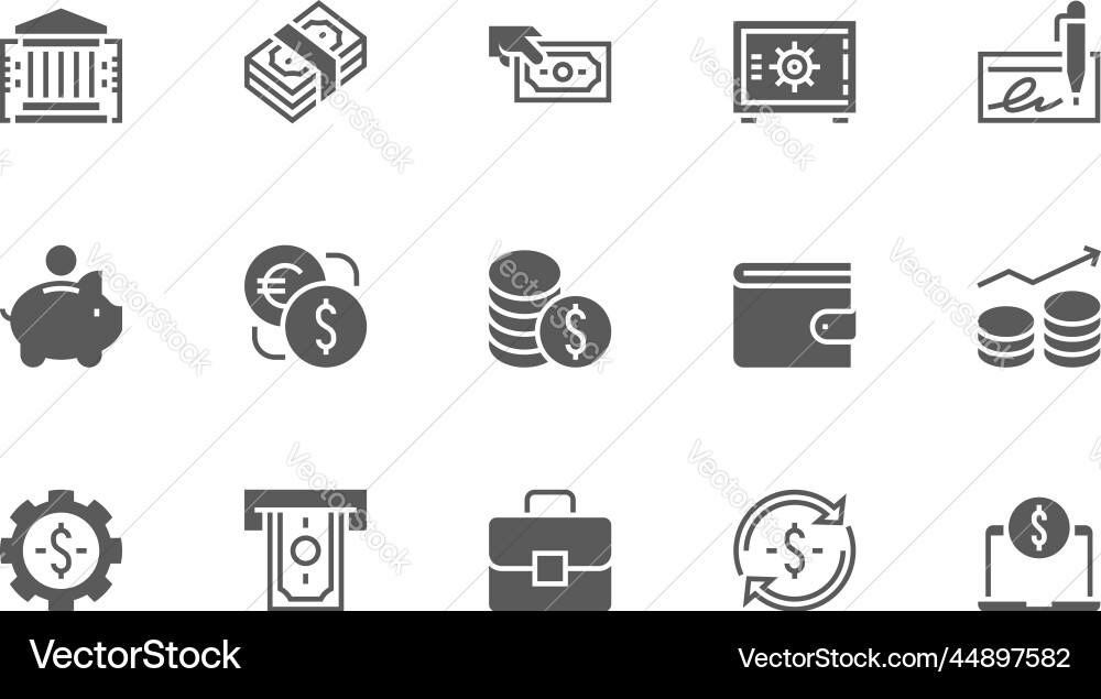 Finance and banking line icons set Royalty Free Vector Image