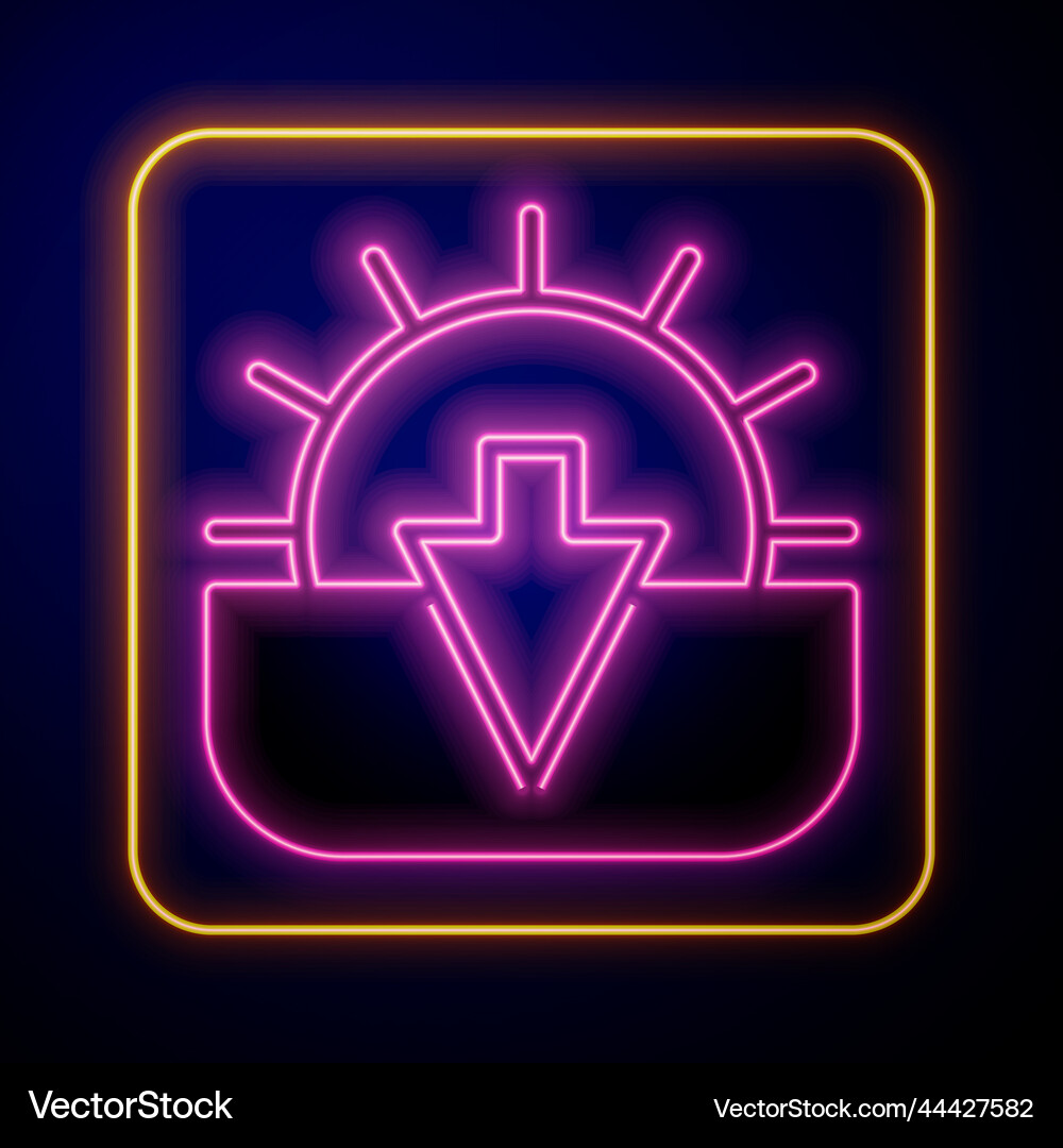 Glowing neon sunset icon isolated on black Vector Image