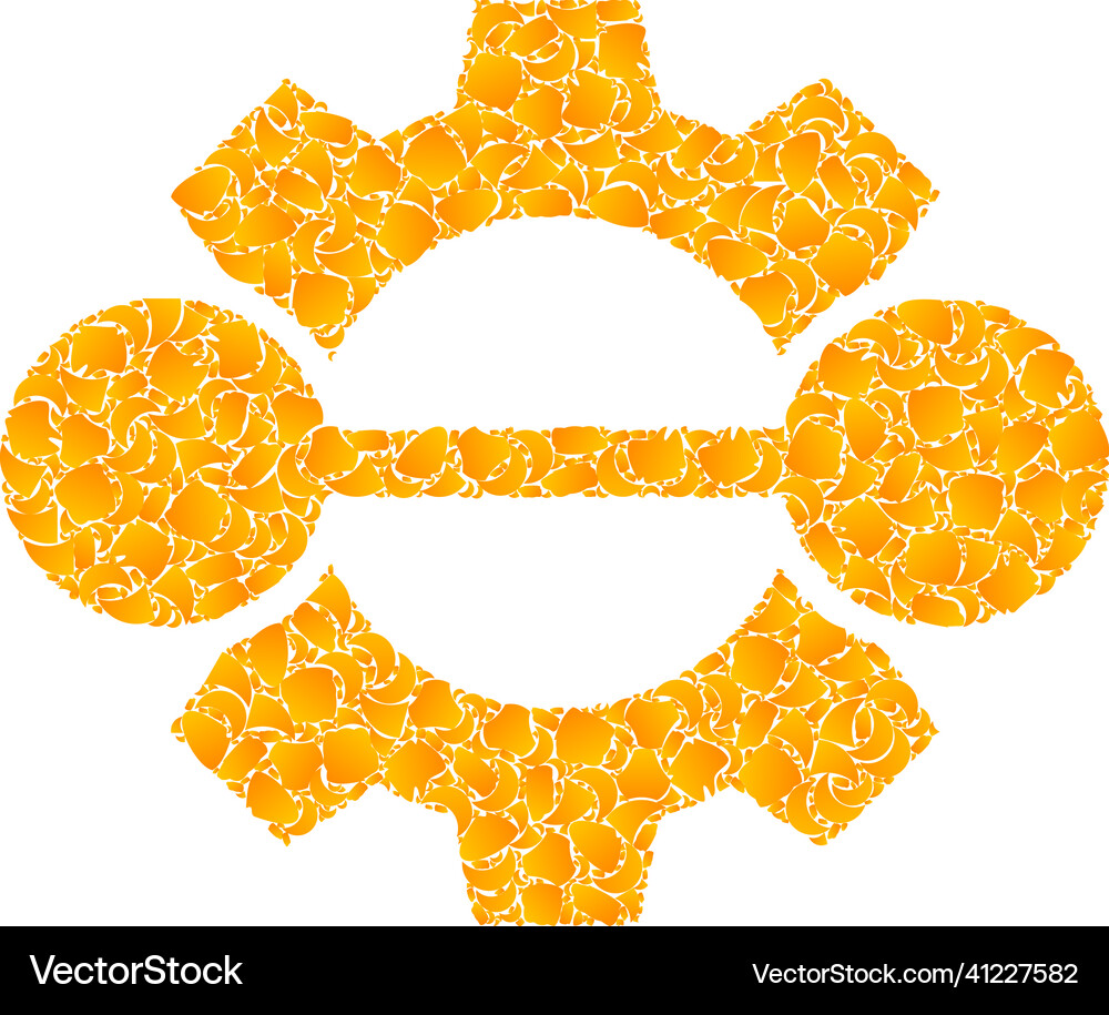 Golden integration gear mosaic icon Royalty Free Vector