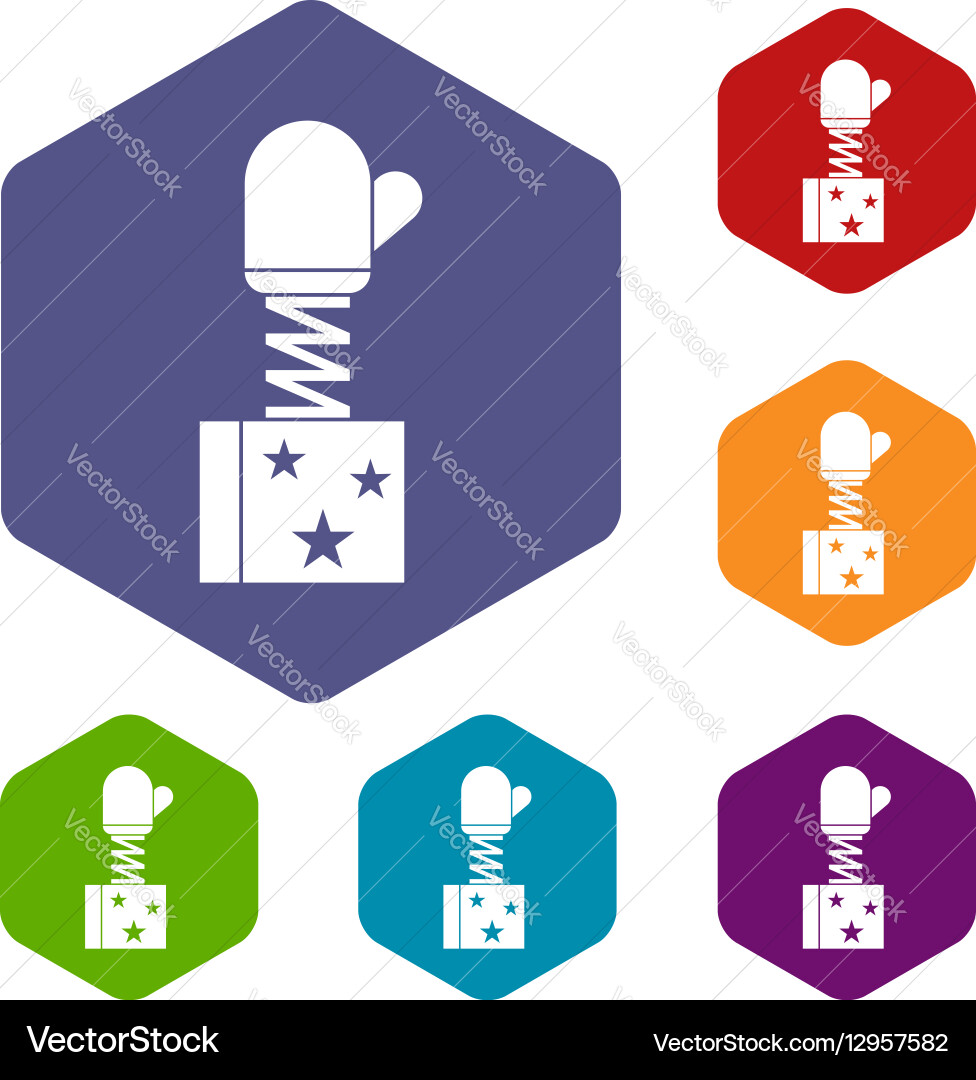Hand on spring in box icons set Royalty Free Vector Image