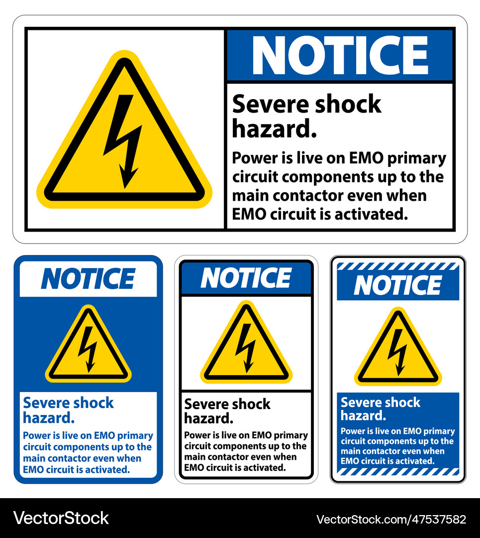 Notice severe shock hazard sign on white Vector Image
