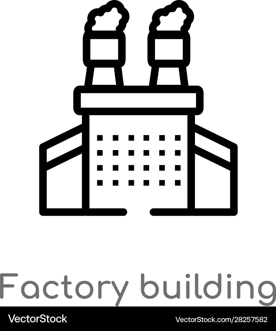 Outline factory building icon isolated black Vector Image